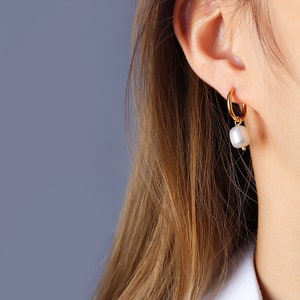 Large Pearl Hoops, Bridal Jewelry, Creoles Hoops, Hoop Pearl Earring ...