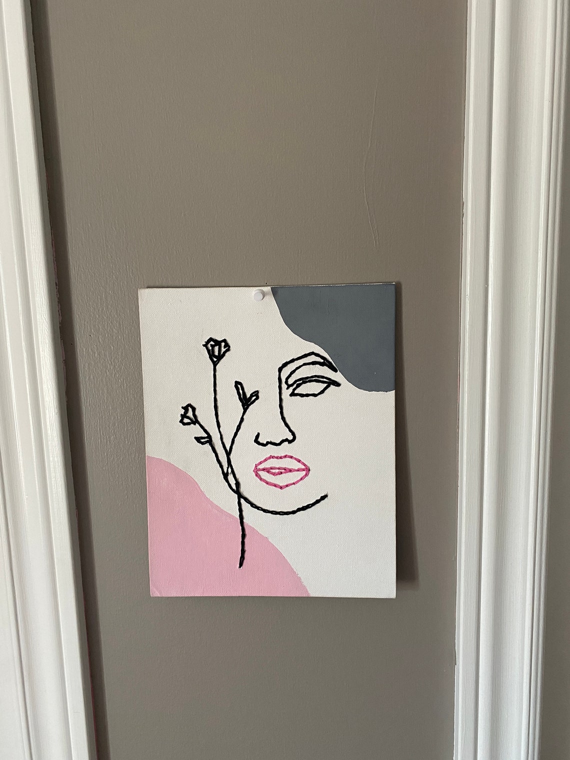 Embroidered Line Art Painting Embroidery Painting - Etsy