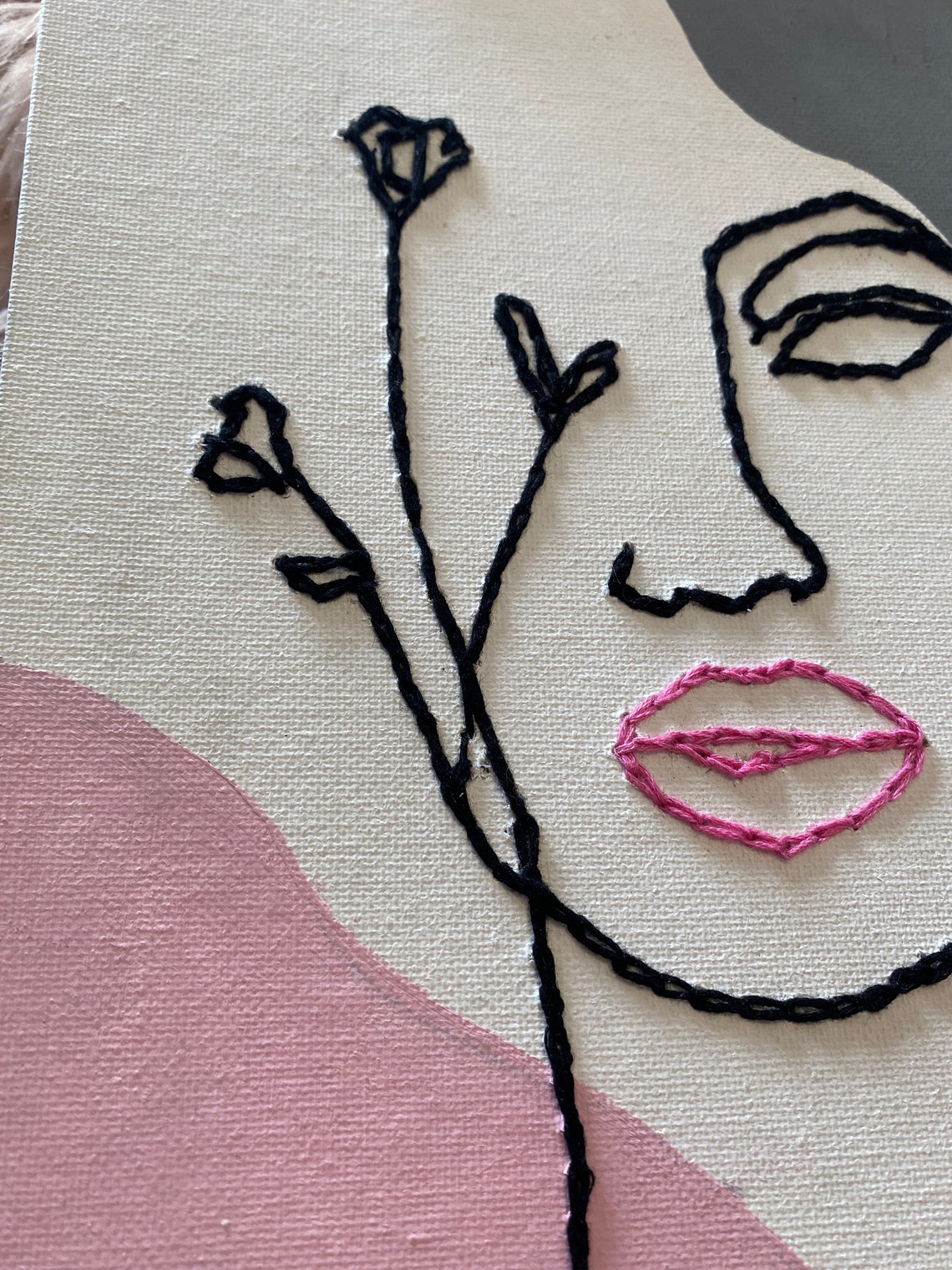 Embroidered Line Art Painting Embroidery Painting - Etsy