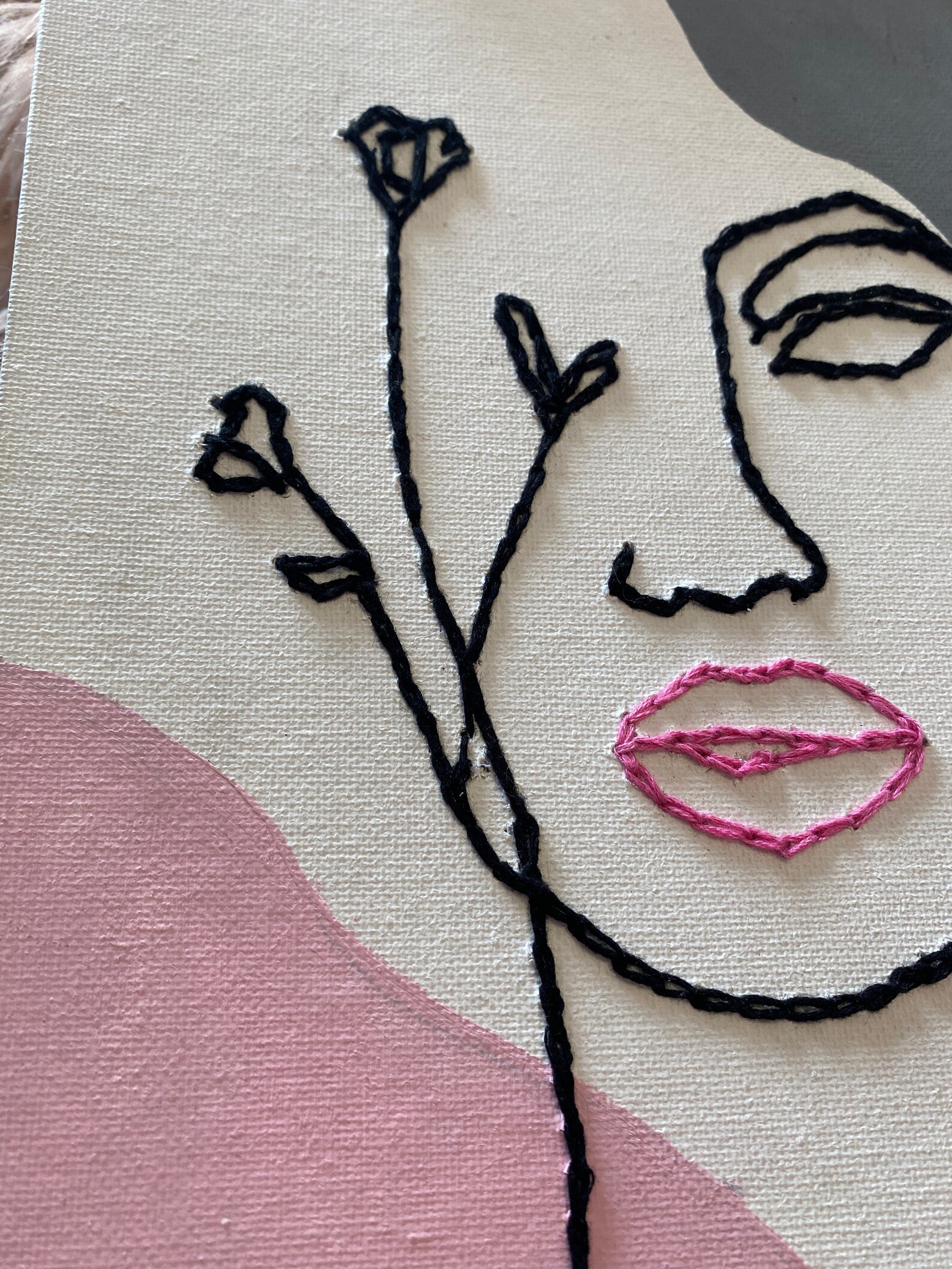 Embroidered Line Art Painting Embroidery Painting Embroidered Canvas ...