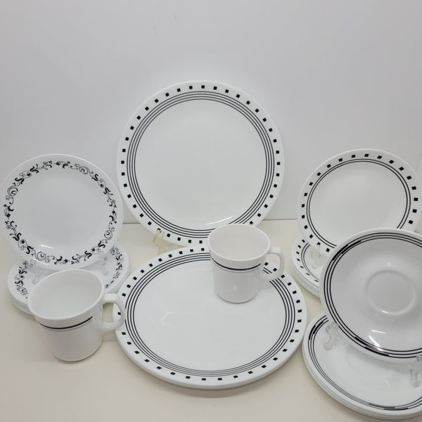 Black and White Geometric Dinnerware - Etsy