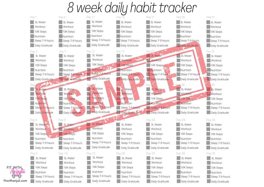 8 Week Healthy Habit Tracker | Sleep, Nutrition, Training, Gratitude ...