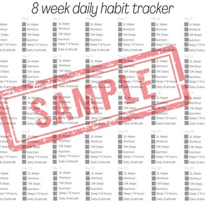 8 Week Healthy Habit Tracker | Sleep, Nutrition, Training, Gratitude ...