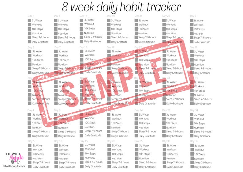 8 Week Healthy Habit Tracker | Sleep, Nutrition, Training, Gratitude ...