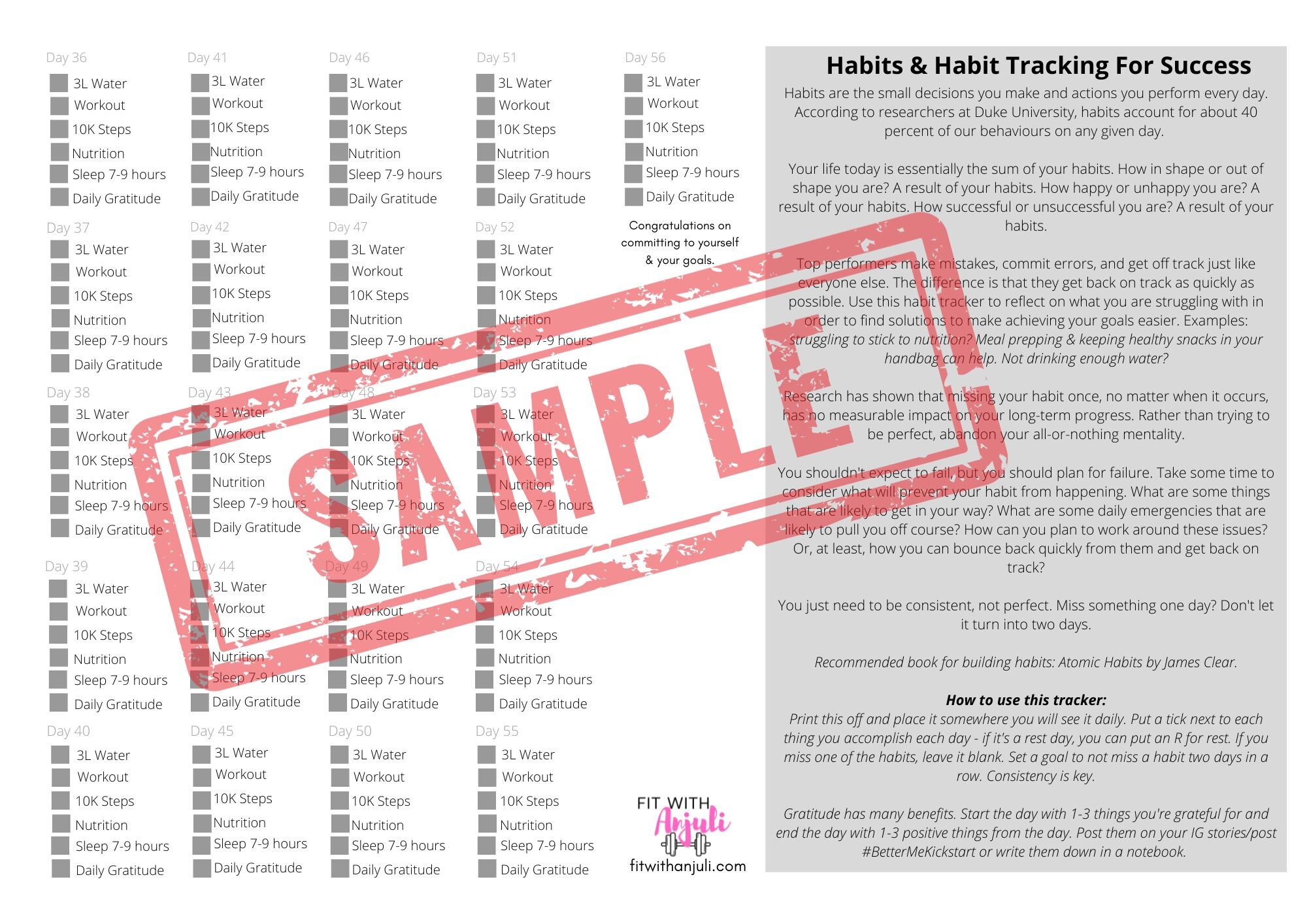 8 Week Healthy Habit Tracker | Sleep, Nutrition, Training, Gratitude ...