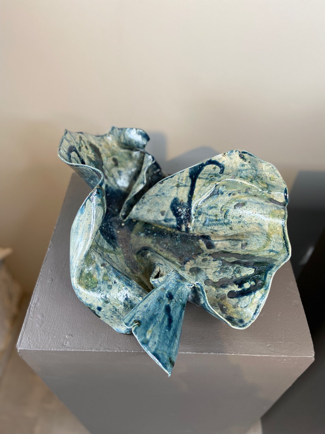 Handmade Ceramic Blue Sculpture - Etsy