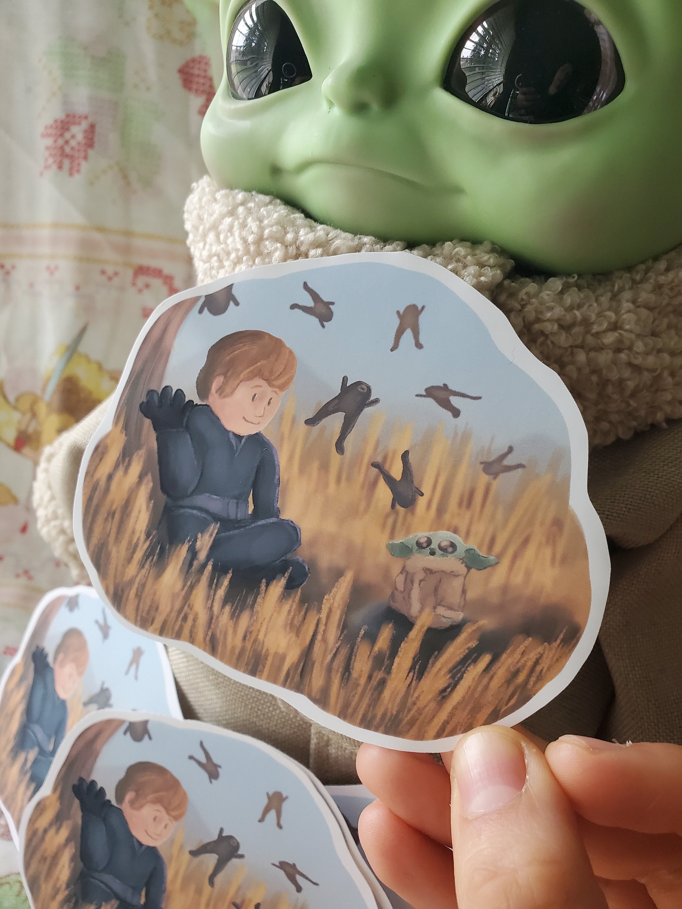 Luke and Grogu Frog Levitation Sticker - Etsy