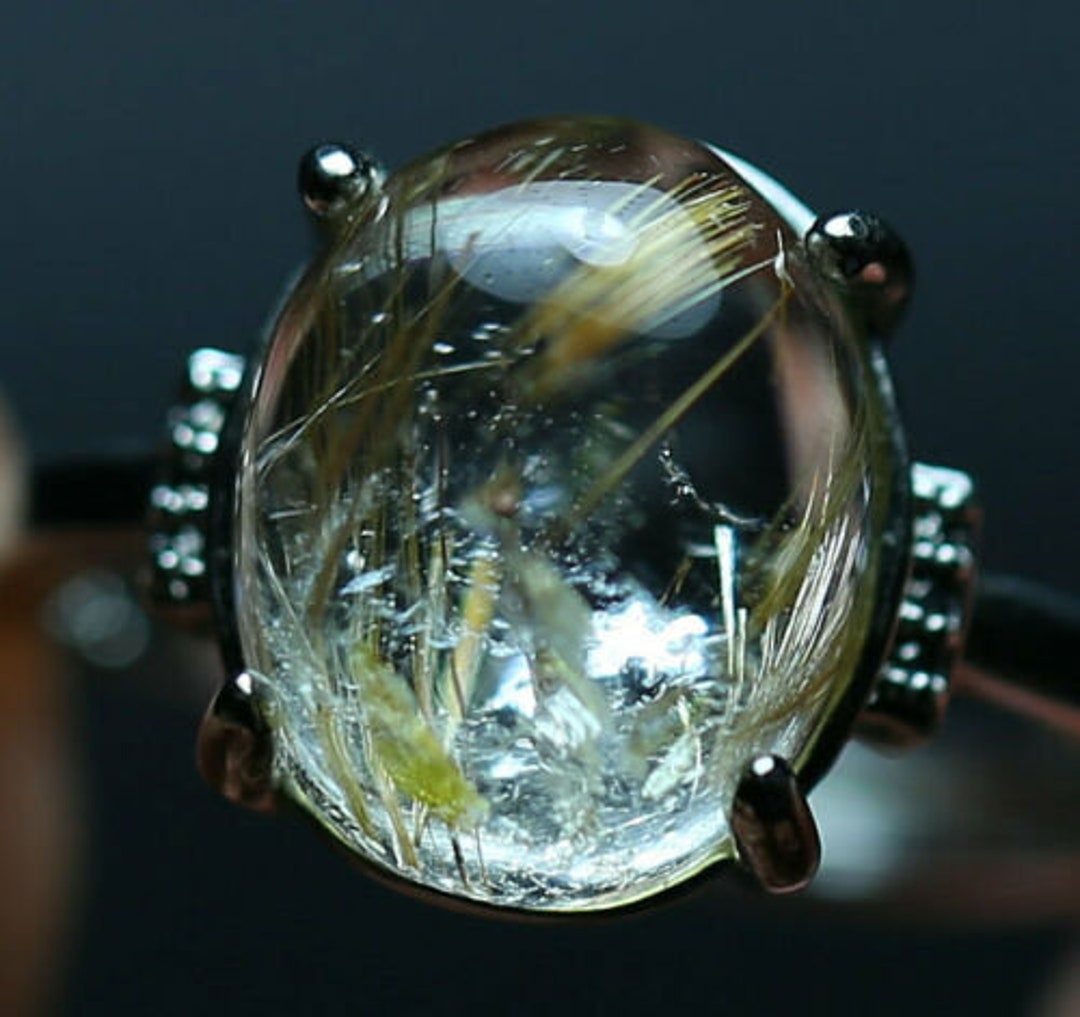 21.6ct 100% Natural Clear Rutile Crystal Inner Alloy Ring Inlaid ...