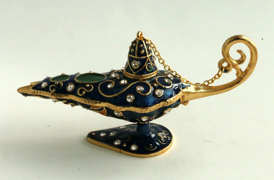 Chinese Exquisite Cloisonne Inlaid Gemstone Aladdin's Lamp Shape ...