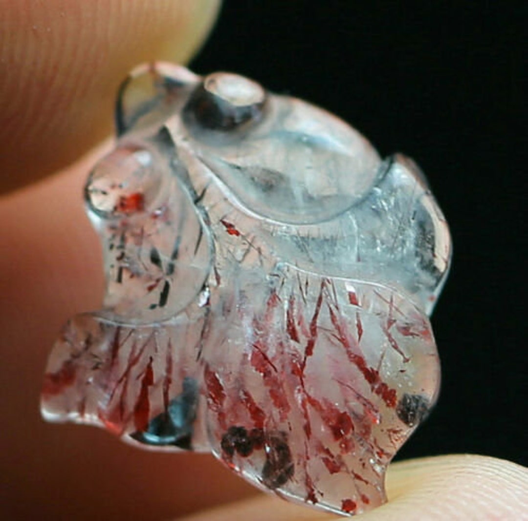 3.7ct Natural Rutile Super Seven Crystal Carving Fish Quartz Pendant ...