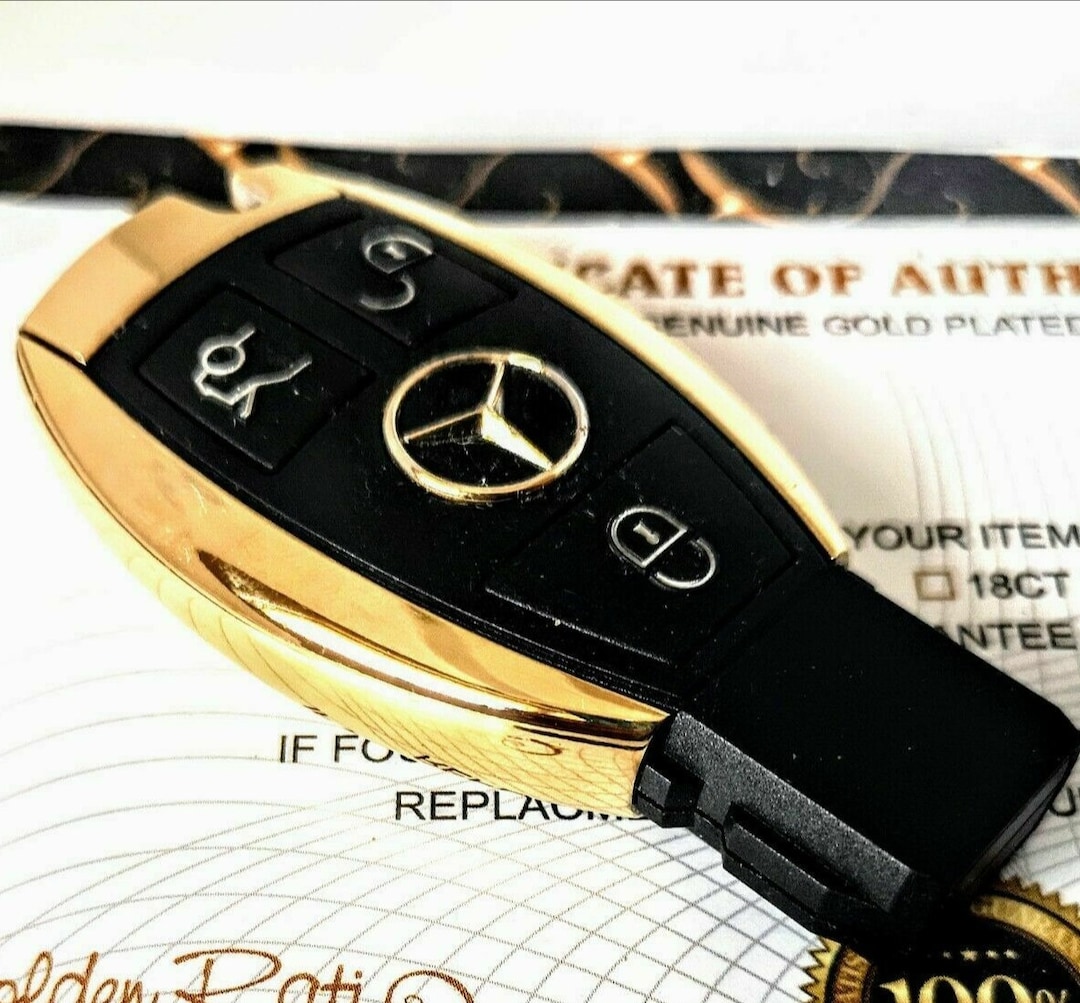 24ct Gold Plated Mercedes Benz C G E R S Class GL SL SLK 3 Button ...