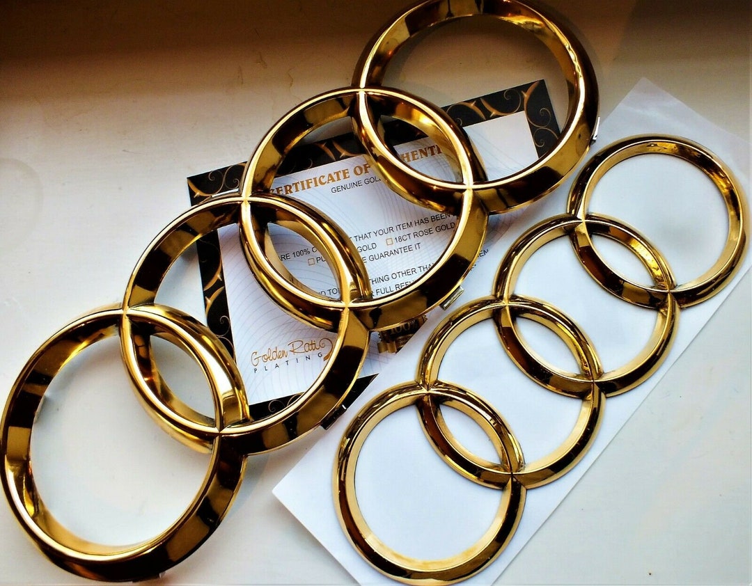 24k Gold Plated Audi Rings Set Front Rear Back Trunk Badge Emblem Set ...
