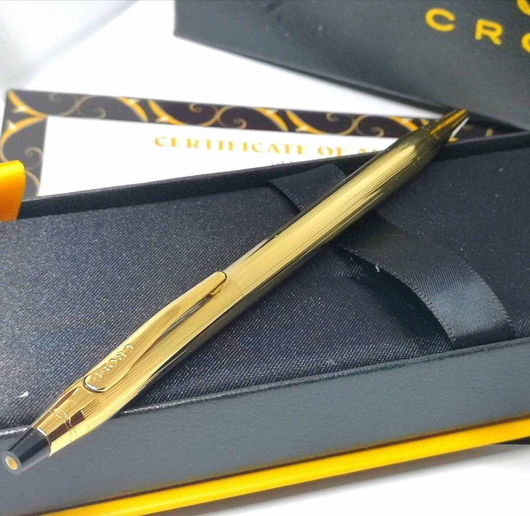 24k Gold Plated Shiny Cross Century Lustrous Ball Point Writing Pen Ink ...