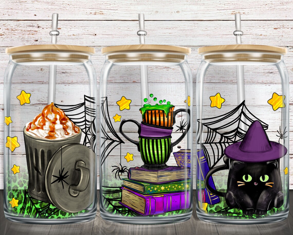 Halloween Garbage Containers Black Cat Libbey Glass Png - Etsy