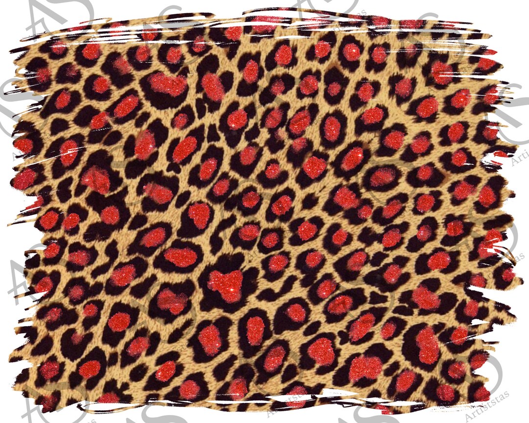 Leopard With Red Glitter Png Sublimation Design,red Leopard Png,leopard ...