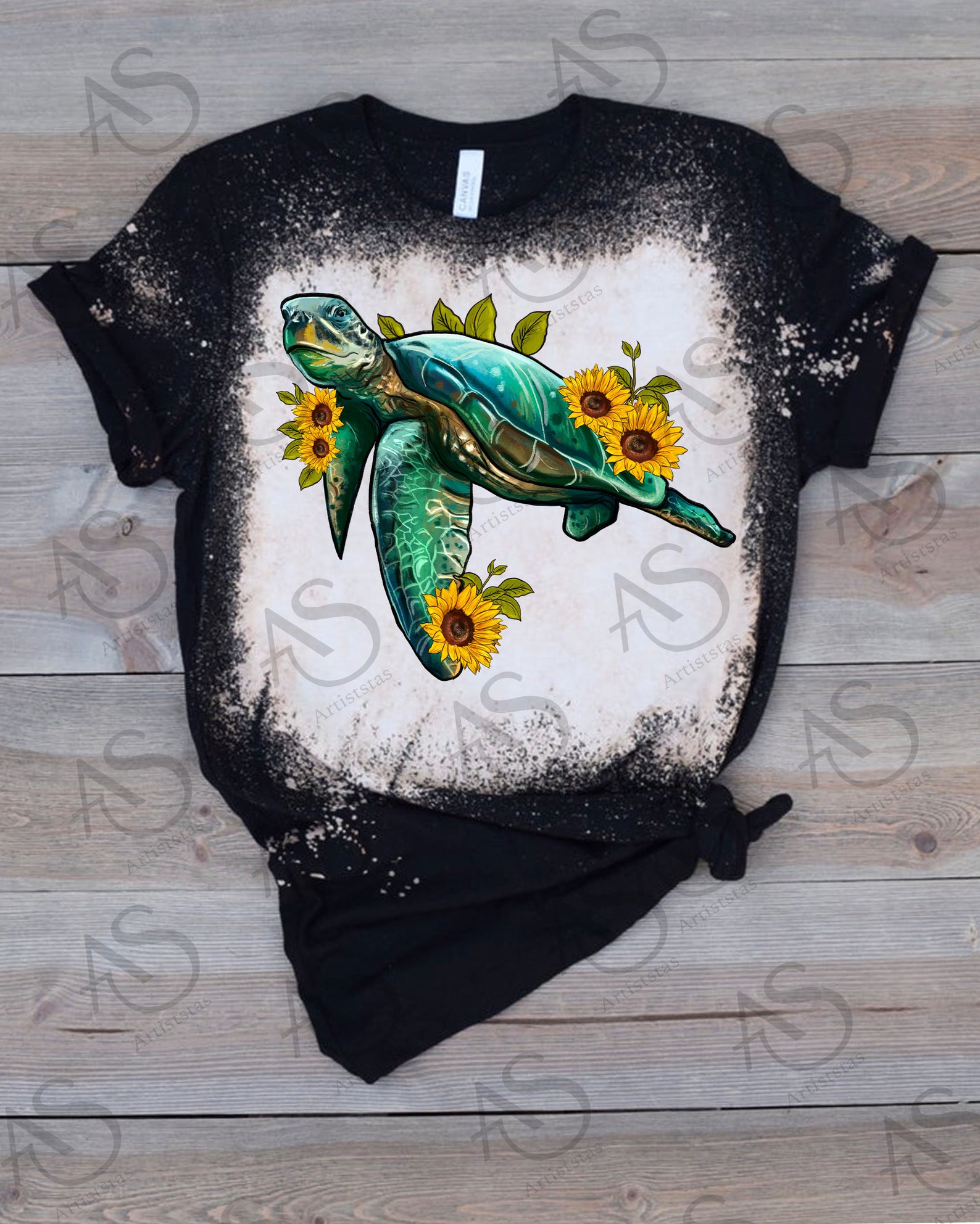 Sea Turtle With Sunflowers Png Sublimation Design Sea Turtle - Etsy