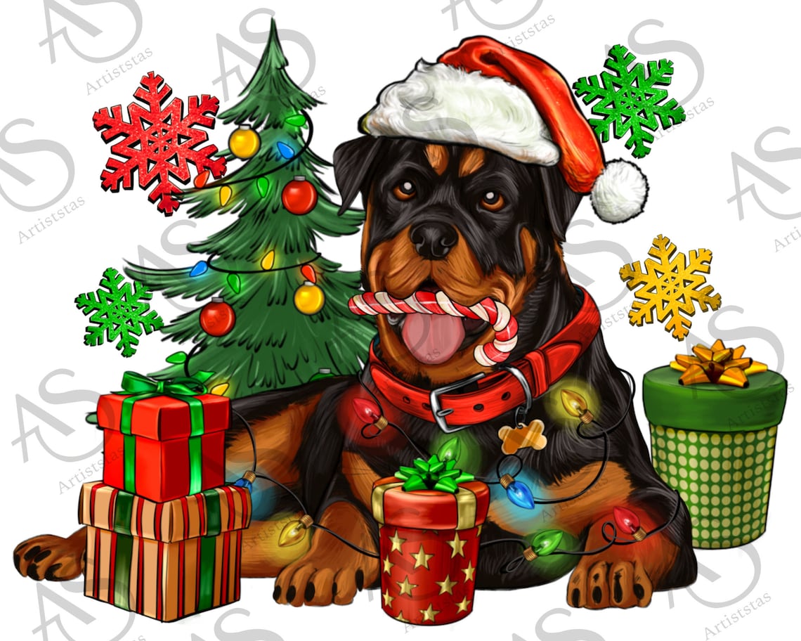 Christmas Rottweiler Png Sublimation Design Download - Etsy
