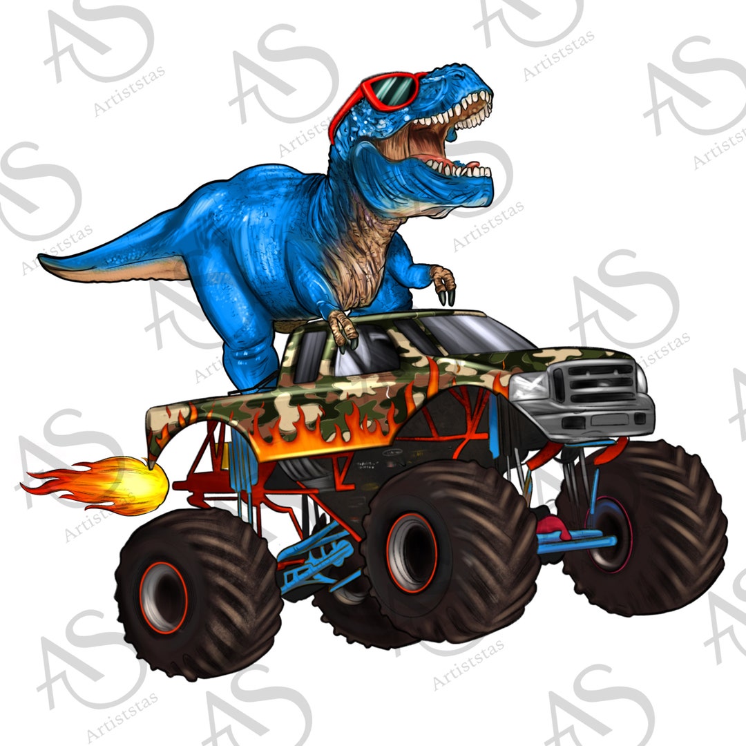 Monster Truck and T-rex Dinosaur Png, Hand Drawn Monster Truck Png ...