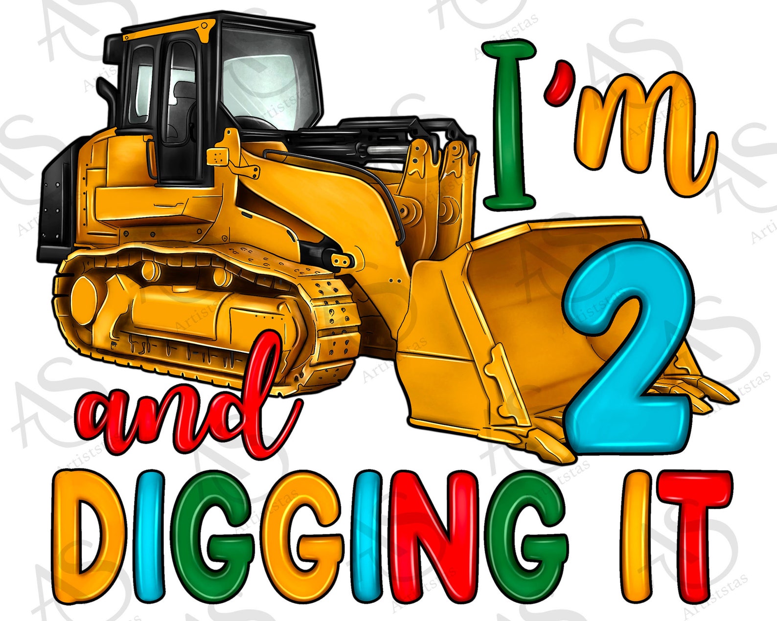 I'm 2 and Digging It Png Sublimation Design Constructions - Etsy