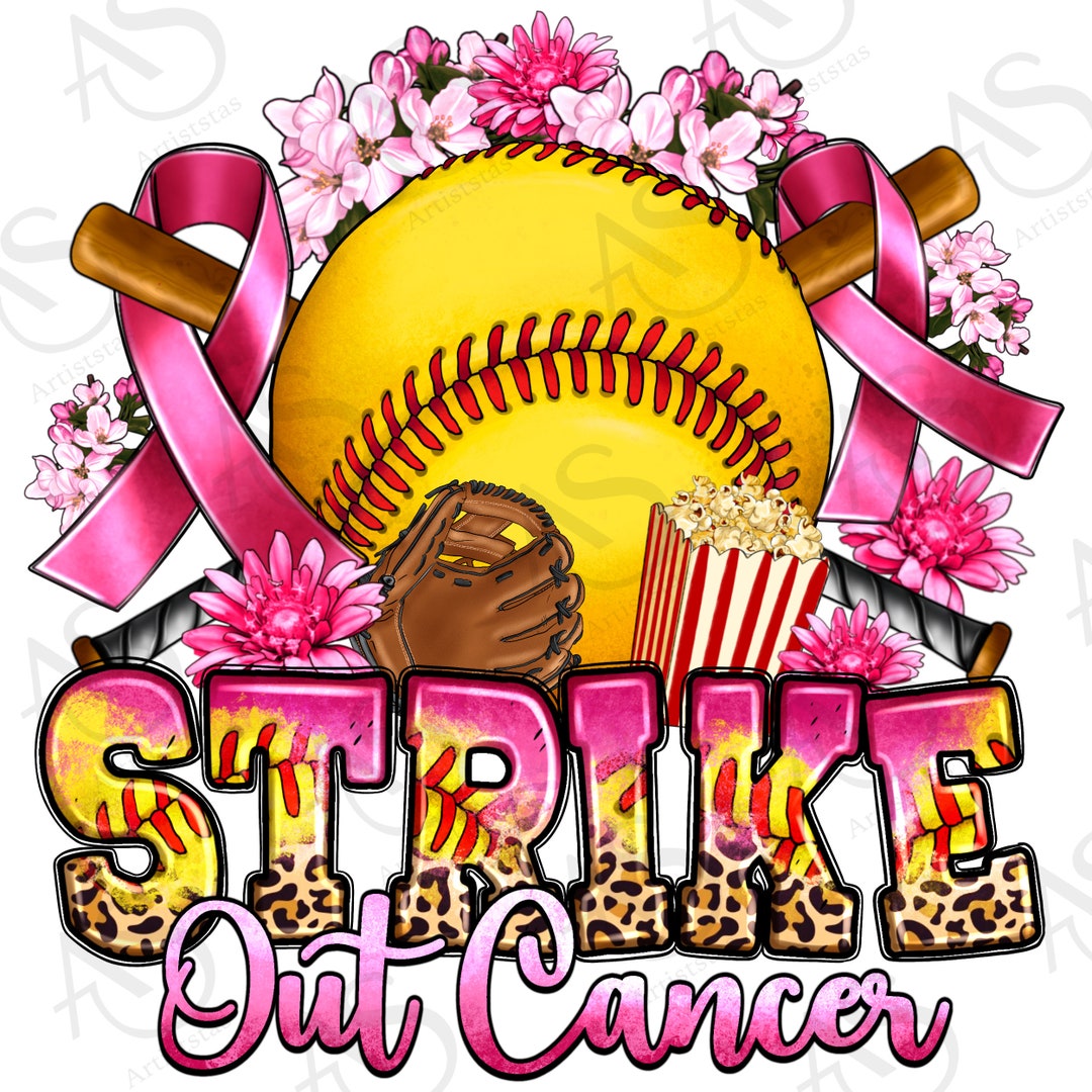 Strike Out Cancer Softball Png Sublimation Design Download, Breast ...