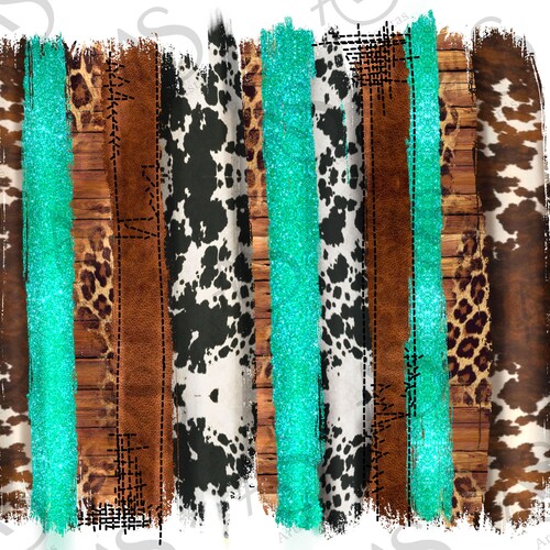 Turquoise Western Cowhide Background Png Cowhide Brush - Etsy