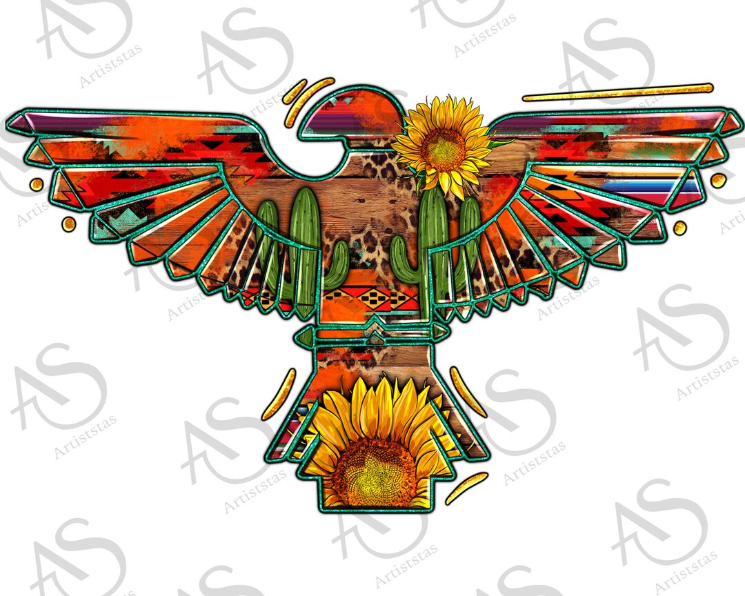 Thunderbird Wild Soul With Sunflower Serape Aztec PNG File, Western ...