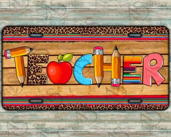 Teacher Pen Apple License Plate Png Teacher License Plate - Etsy