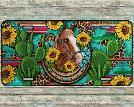 Western Horse License Plate Png Horse With Horseshoe License | Etsy