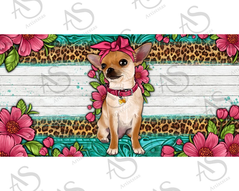Chihuahua License Plate Png Flower and Leopard Chihuahua - Etsy