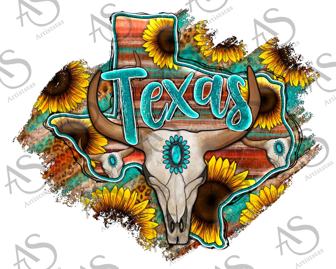 Western Serape Sunflower Texas Map Png Sublimation Design, Texas Map ...