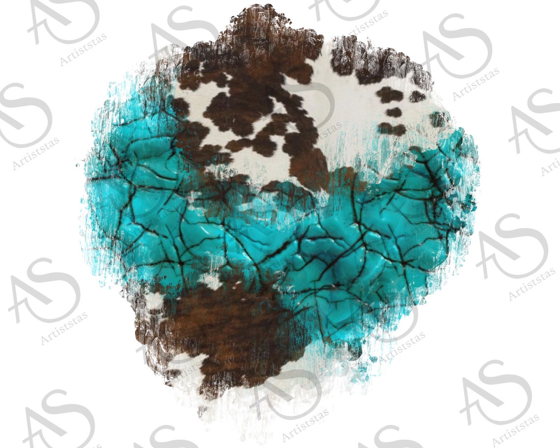 Turquoise Cowhide Patch Png Sublimation Designturquoise - Etsy