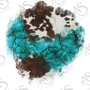 Turquoise Cowhide Patch Png Sublimation Design,turquoise Cowhide ...