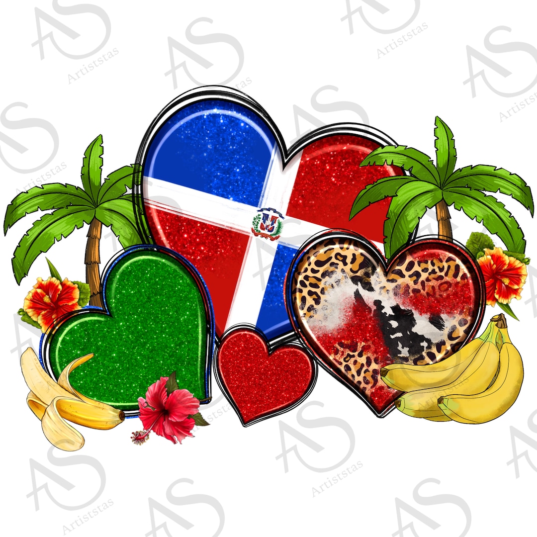 Dominican Republic Hearts Png Sublimation Design Download, Dominican ...