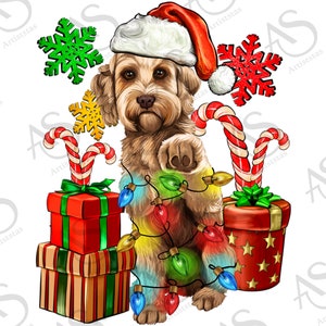 Christmas Labradoodle Png Sublimation Design Download, Christmas Dog ...