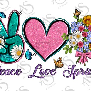 Peace Love Spring With Flowers Png Sublimation Design, Easter Day Png ...