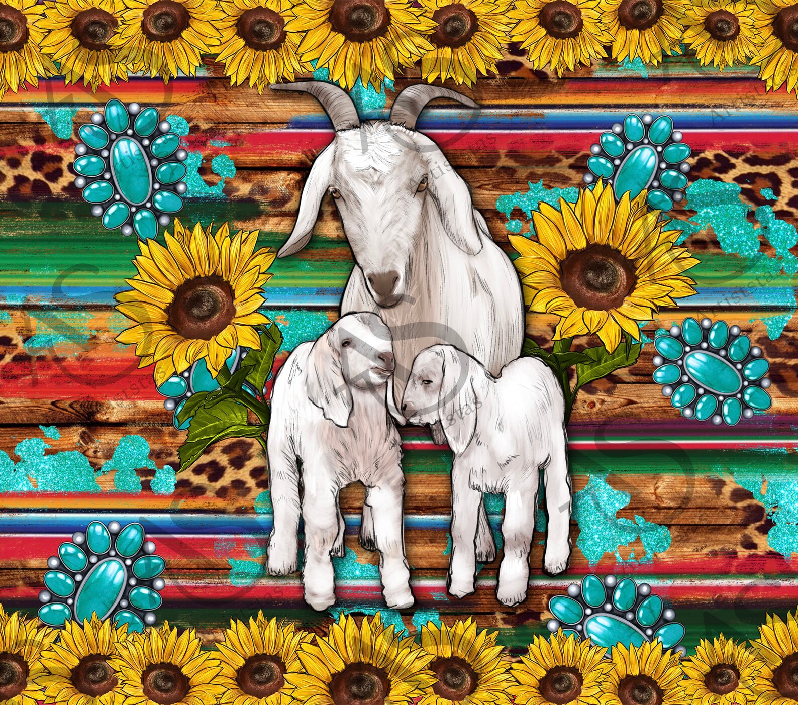 Goat Family With Western Background 20oz Skinny Tumbler - Etsy