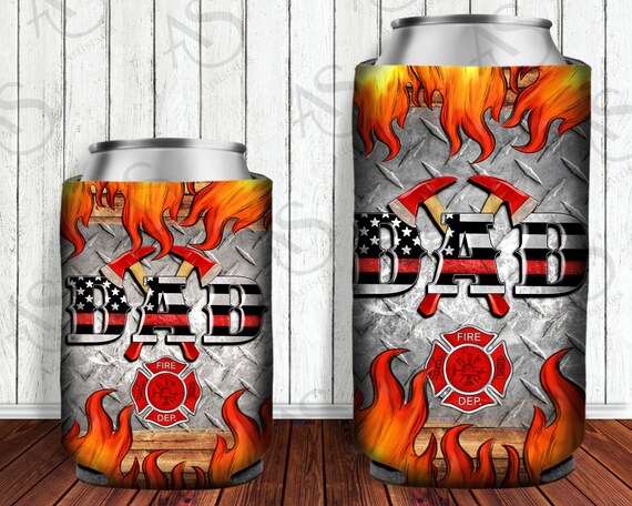 Firefighter Dad Can Cooler Png American Firefighter Dad Png - Etsy