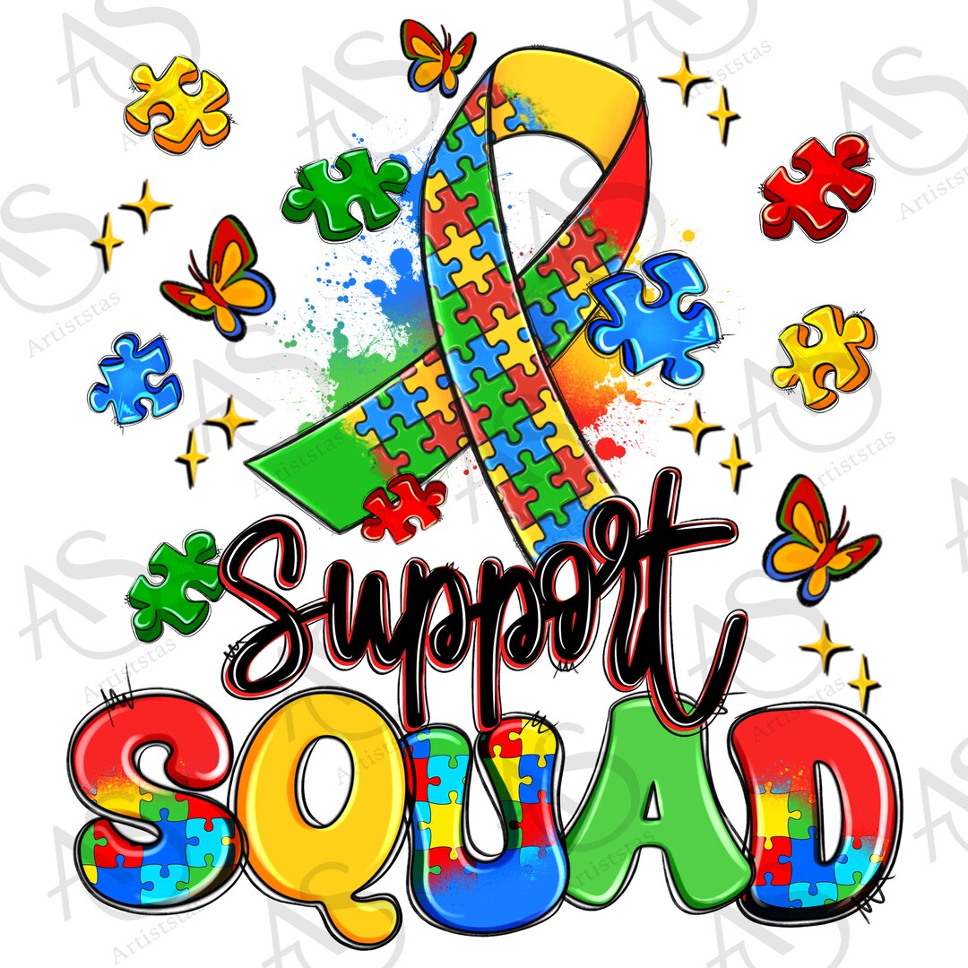Support Squad Png Sublimation Design Download, Autism Awareness Png ...