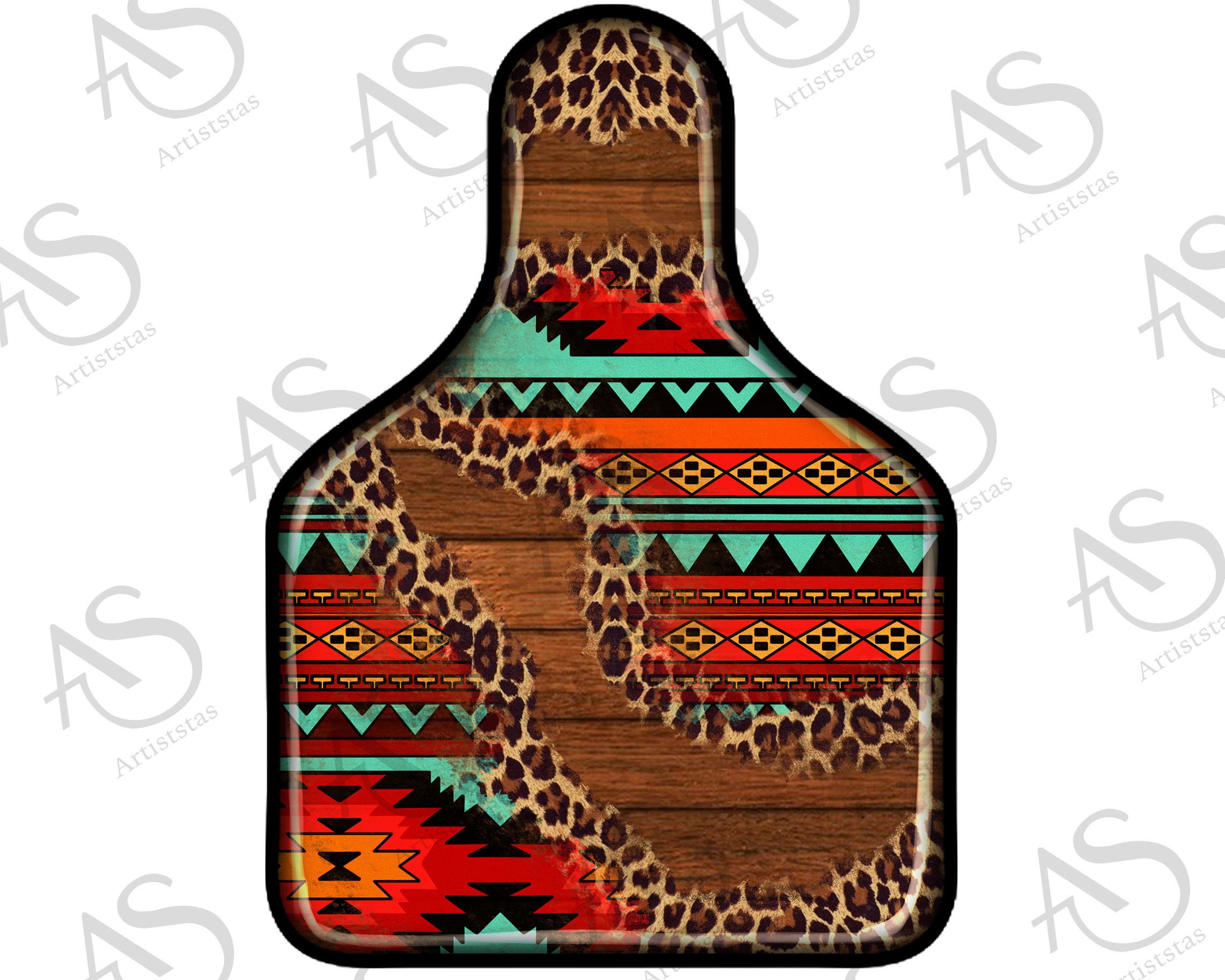 Western Aztec and Leopard Cow Tag Earrings Png Sublimation - Etsy