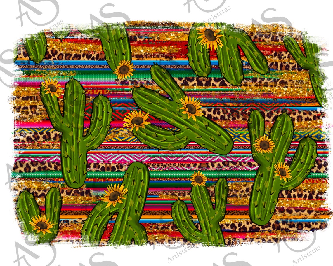 Western Serape Cactus Background Png Sublimation Design Aztec - Etsy