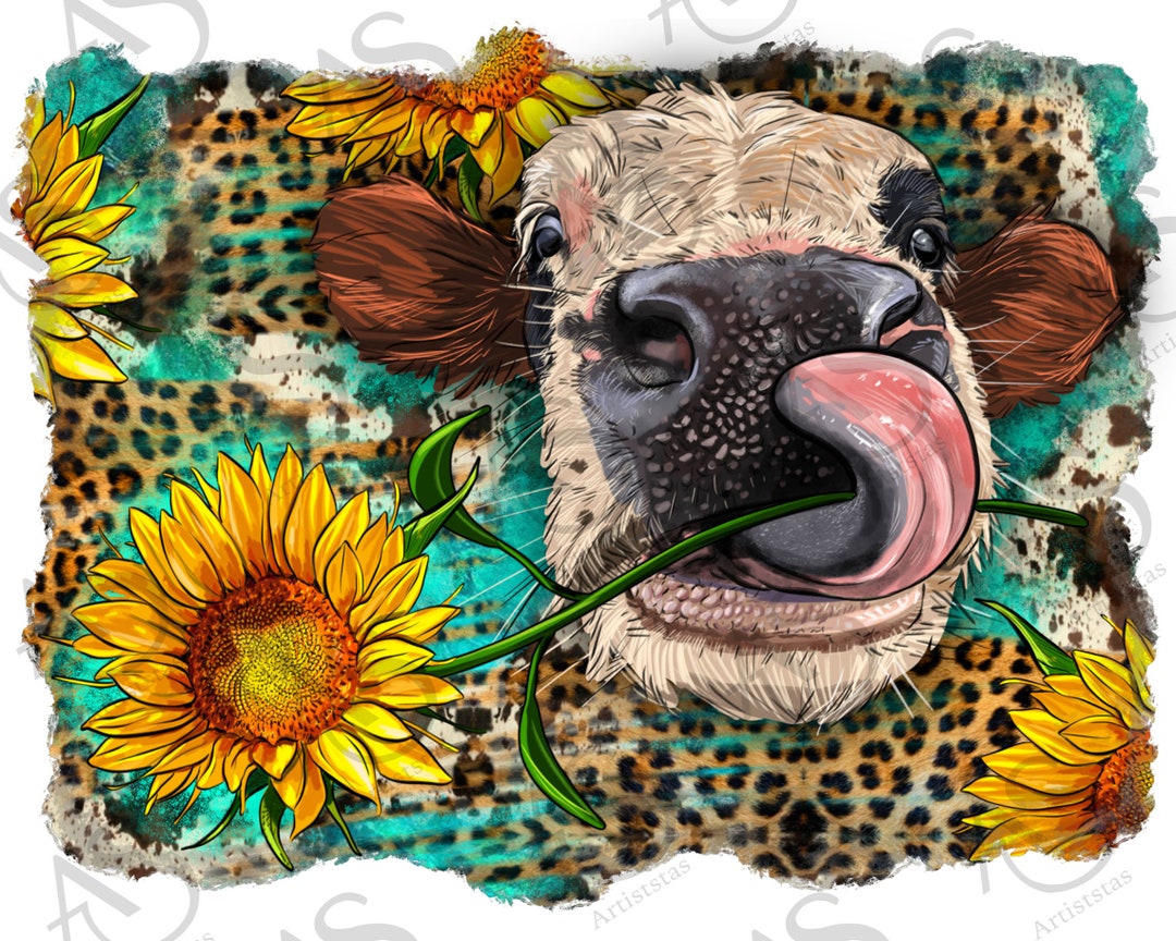 Sunflower Leopard Heifer Background PNG Sublimation Design, Sunflower ...