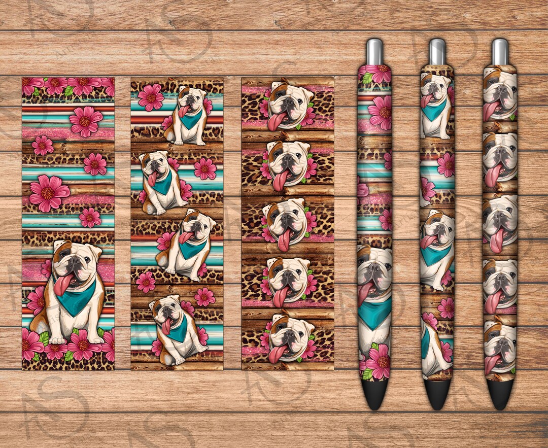 British Bulldog Pen Wrap Png, Leopard and Floral Bulldog Pen Wrap Png ...