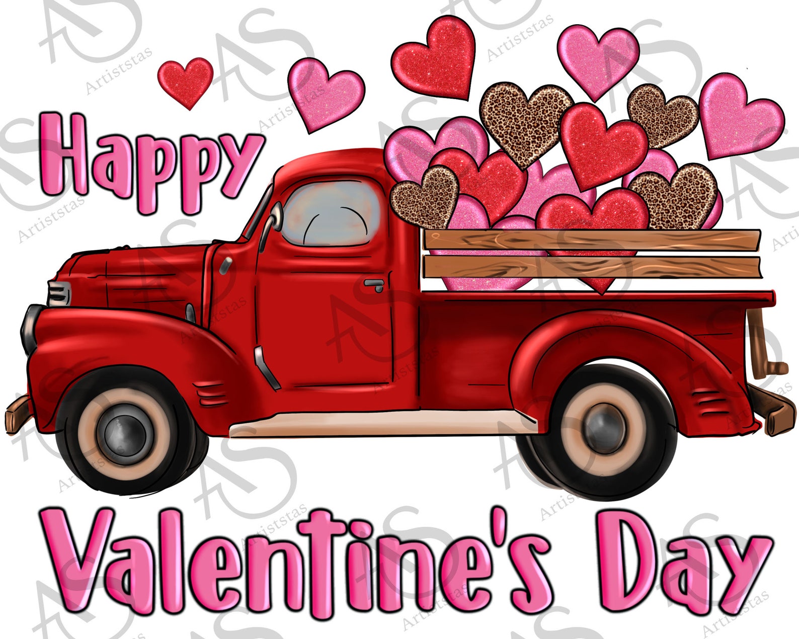 Happy Valentine's Day Truck Hearts Png Sublimation Design - Etsy