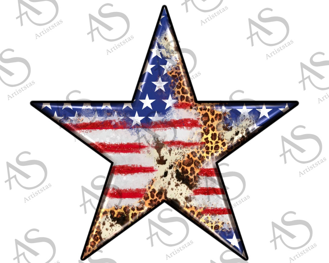 Western American Flag Star Png Sublimation Design, Leopard Usa Flag ...