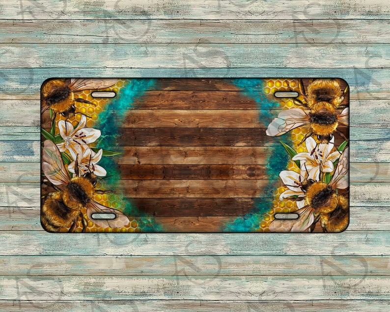 Customize Western Bee License Plate Png Sublimation Design | Etsy