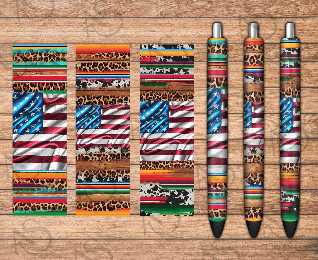Serape USA Flag Leopard and Cowhide Pen Wraps Png, Western Pen Wraps ...