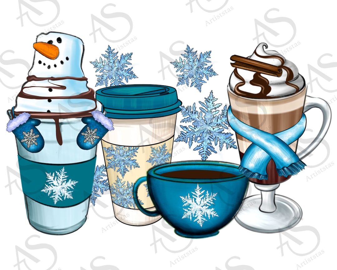 Winter Coffee Cups Png Sublimation Design, Winter Png, Winter Coffee ...