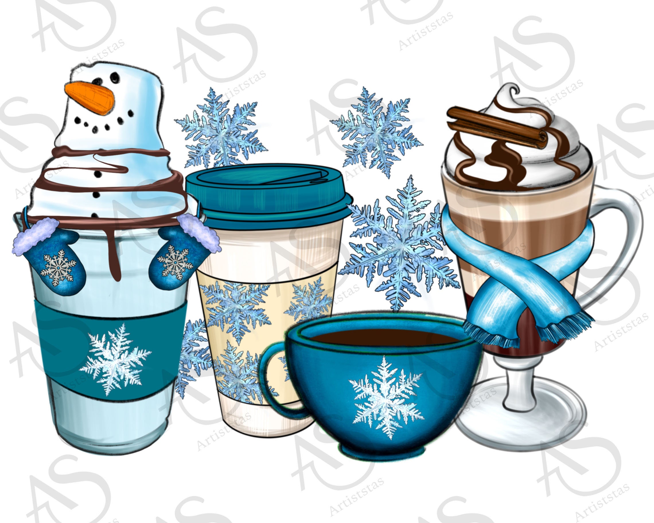 Winter Coffee Cups Png Sublimation Design Winter Png Winter - Etsy