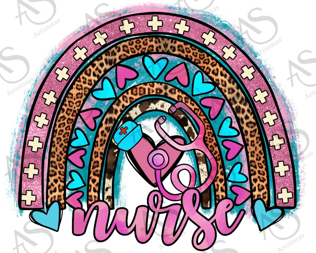 Leopard Cowhide Nurse Rainbow Png, Cowhide PNG, Nurse Png, Nurse ...