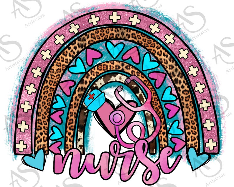 Leopard Cowhide Nurse Rainbow Png Cowhide PNG Nurse Png - Etsy